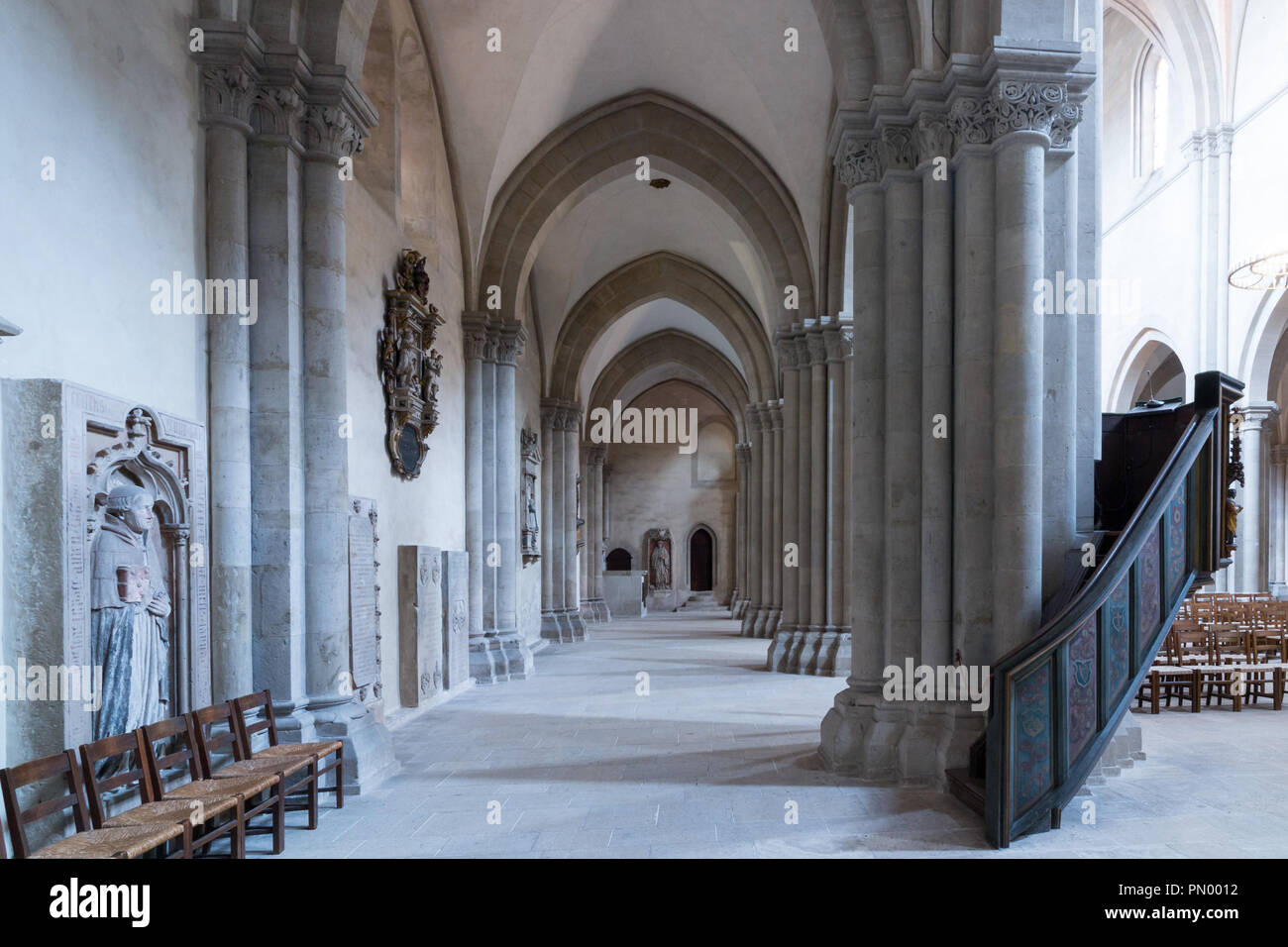 Naumburg, Germany - September 14, 2018: View into the nave of the ...