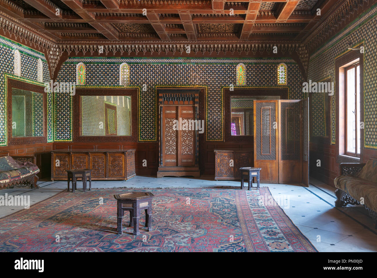 Manial Palace of Prince Mohammed Ali. Moroccan hall at the ceremonies ...