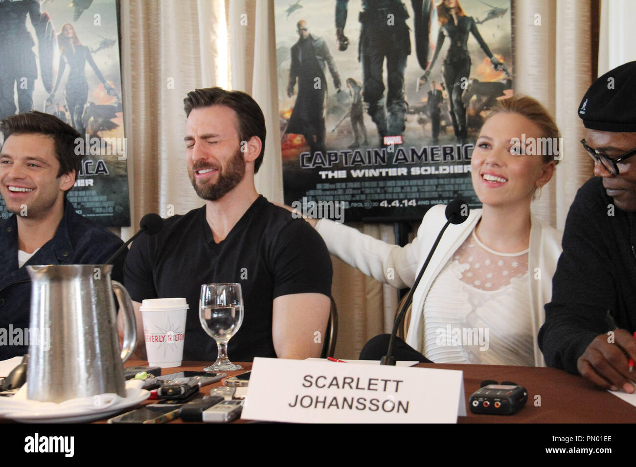 Sebastian Stan, Chris Evans, Scarlett Johansson 03/12/2014 Press ...