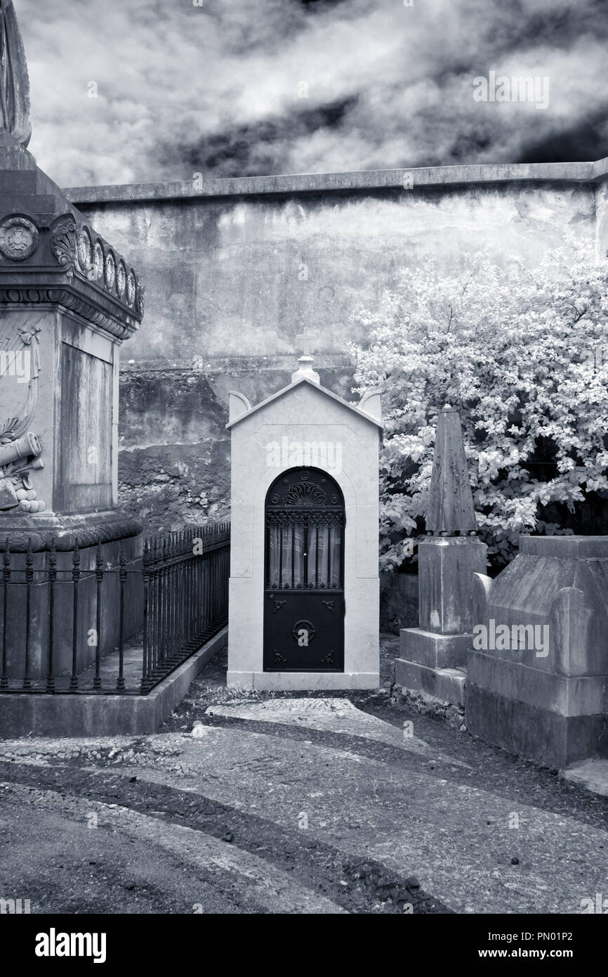 Small cemetery chapel. Used infrared filter Stock Photo - Alamy