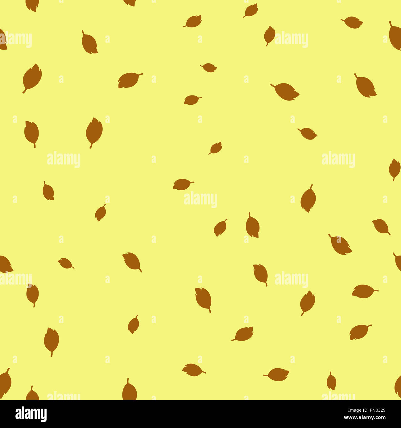 Brown leaf pattern seamless color. illustration. Yellow background ...