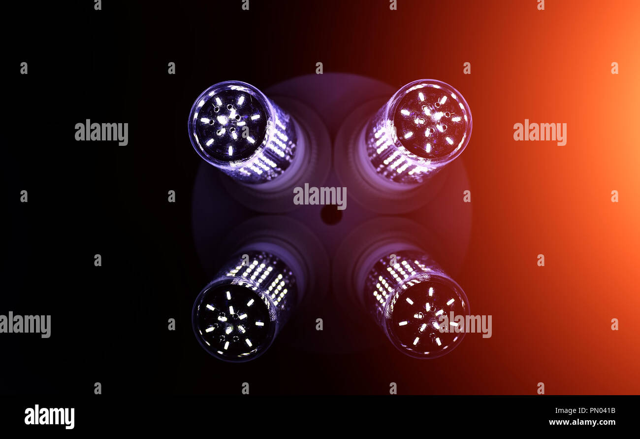 LED elements in the lamp. Lamps with diodes. Many bright lights Stock ...
