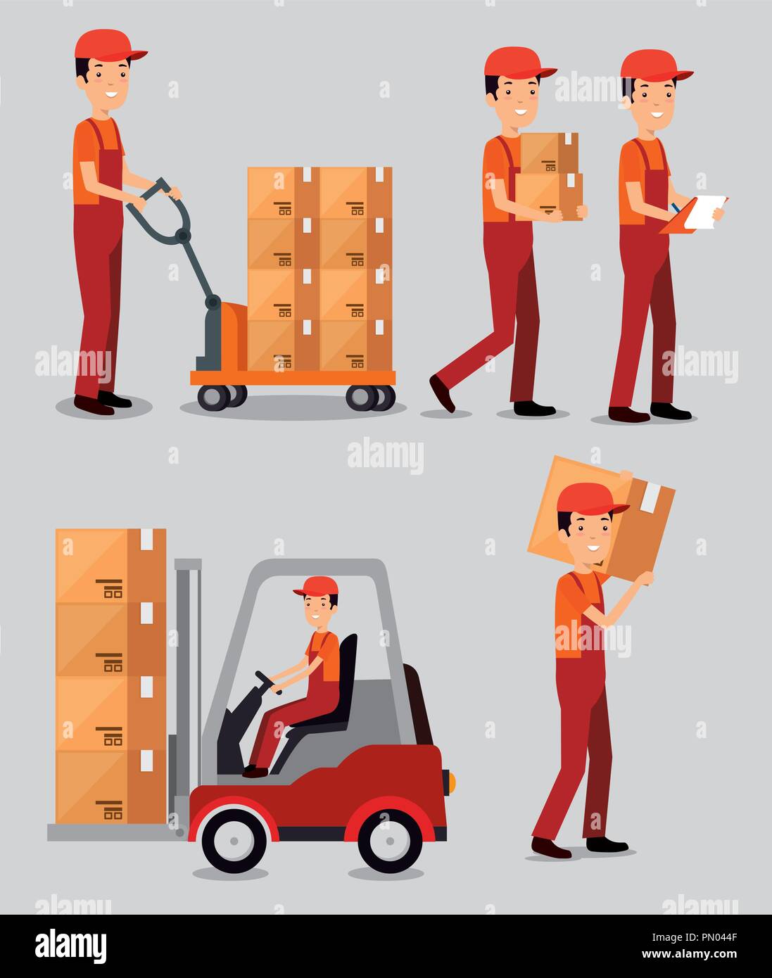 Packing boxes workers Stock Vector Images - Alamy