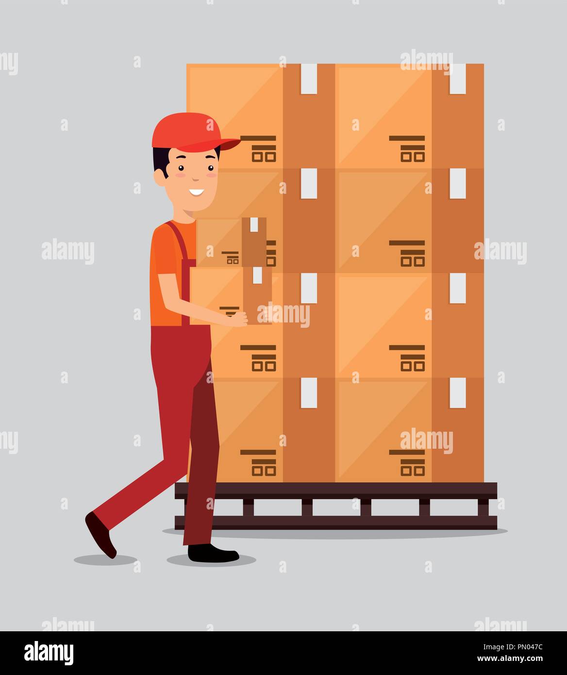 logistic services with delivery worker Stock Vector Image & Art - Alamy