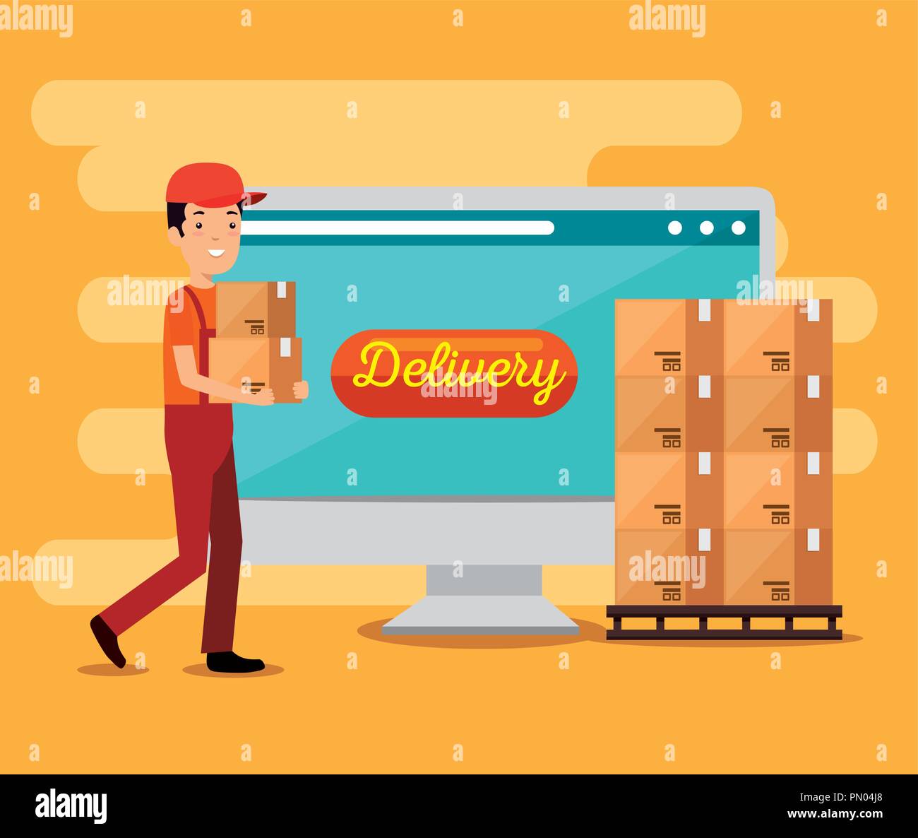 Man shipping boxes computer Stock Vector Images - Alamy