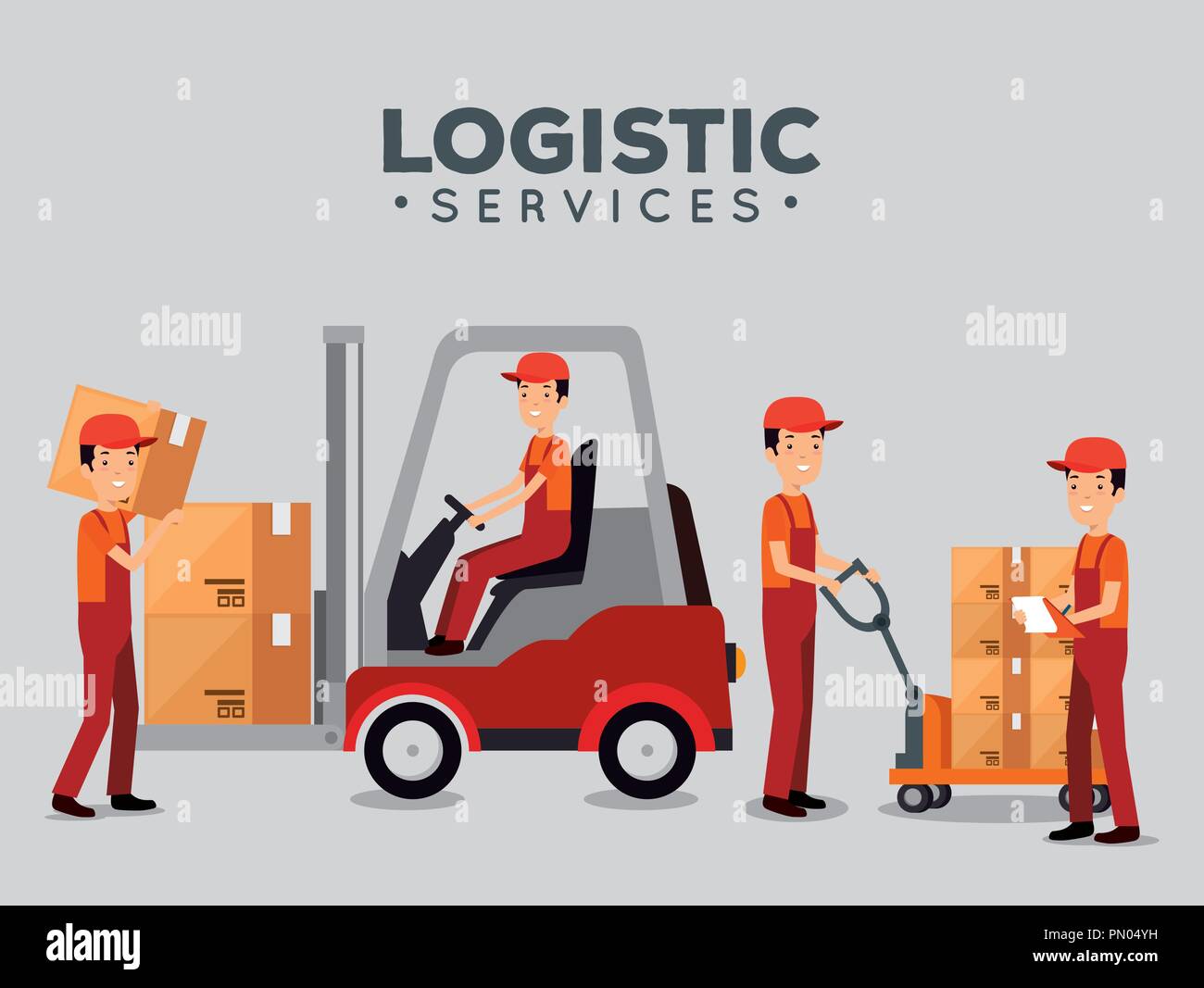 logistic services with team delivery workers Stock Vector Image & Art ...