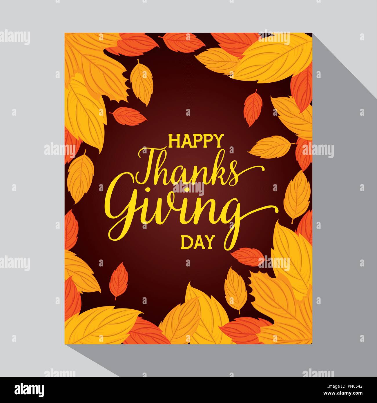 happy thanks giving card with floral decoration Stock Vector Image ...