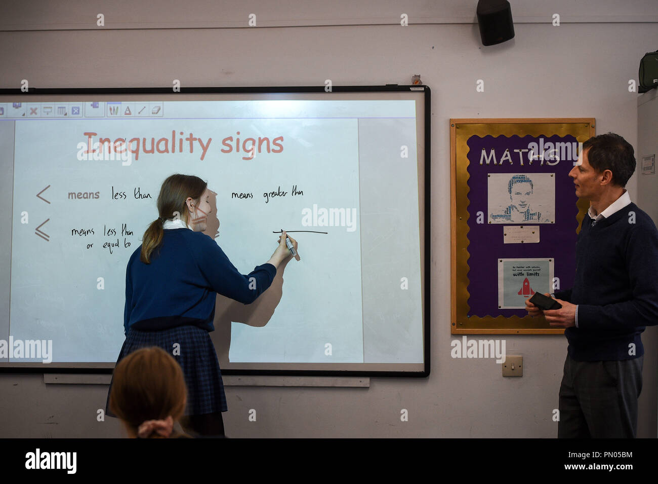 Teacher in maths class at royal high school bath hi-res stock ...
