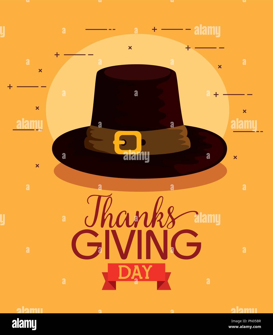 happy thanks giving card with pilgrims hat Stock Vector Image & Art - Alamy