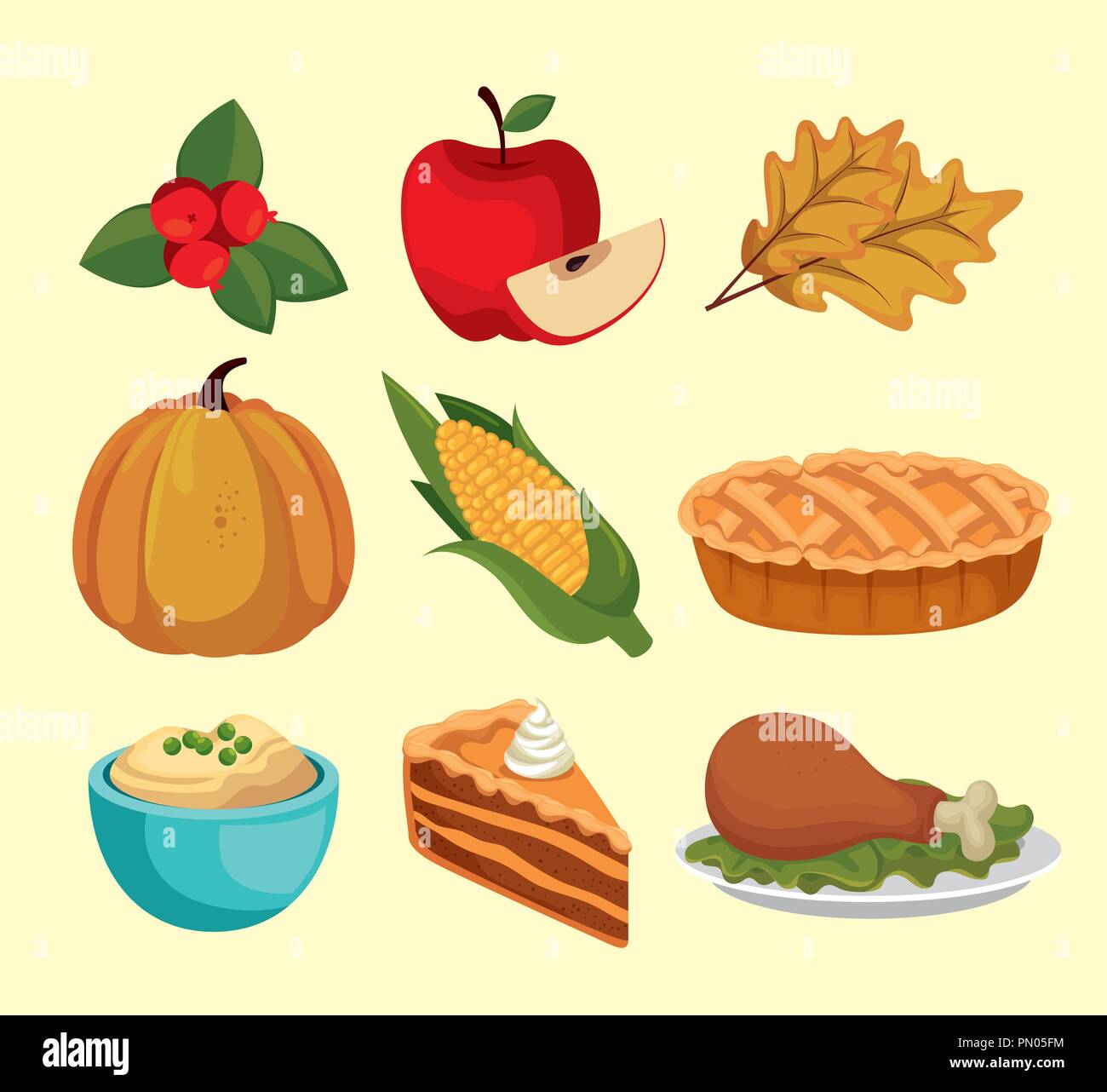 happy thanks giving set icons Stock Vector Image & Art - Alamy