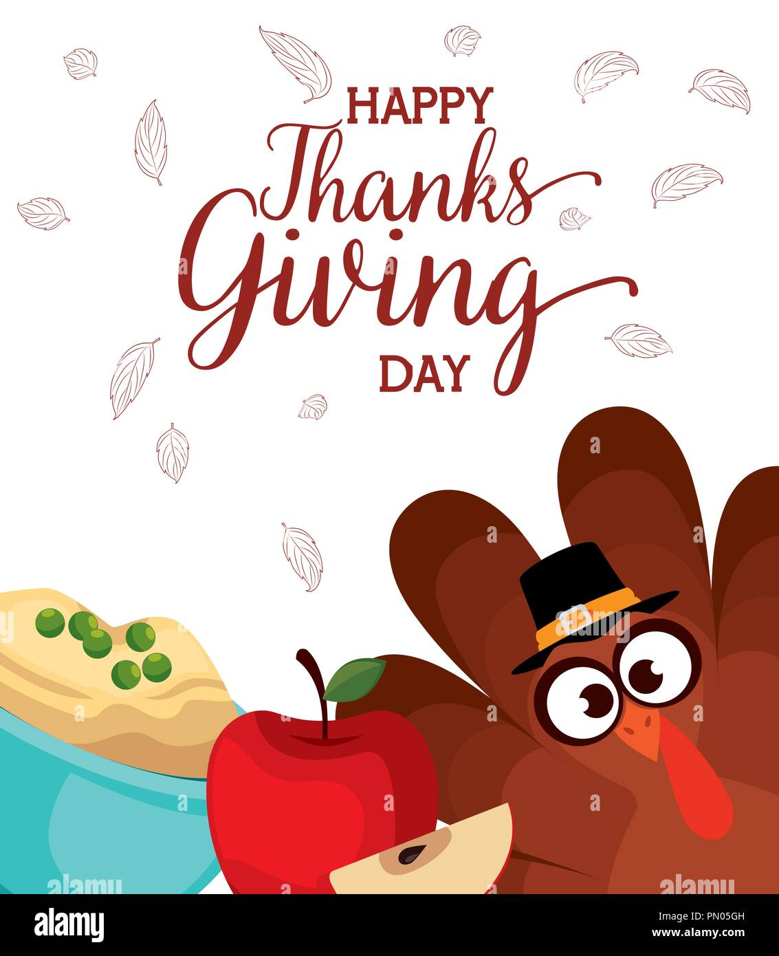 happy thanks giving card with turkey Stock Vector Image & Art - Alamy
