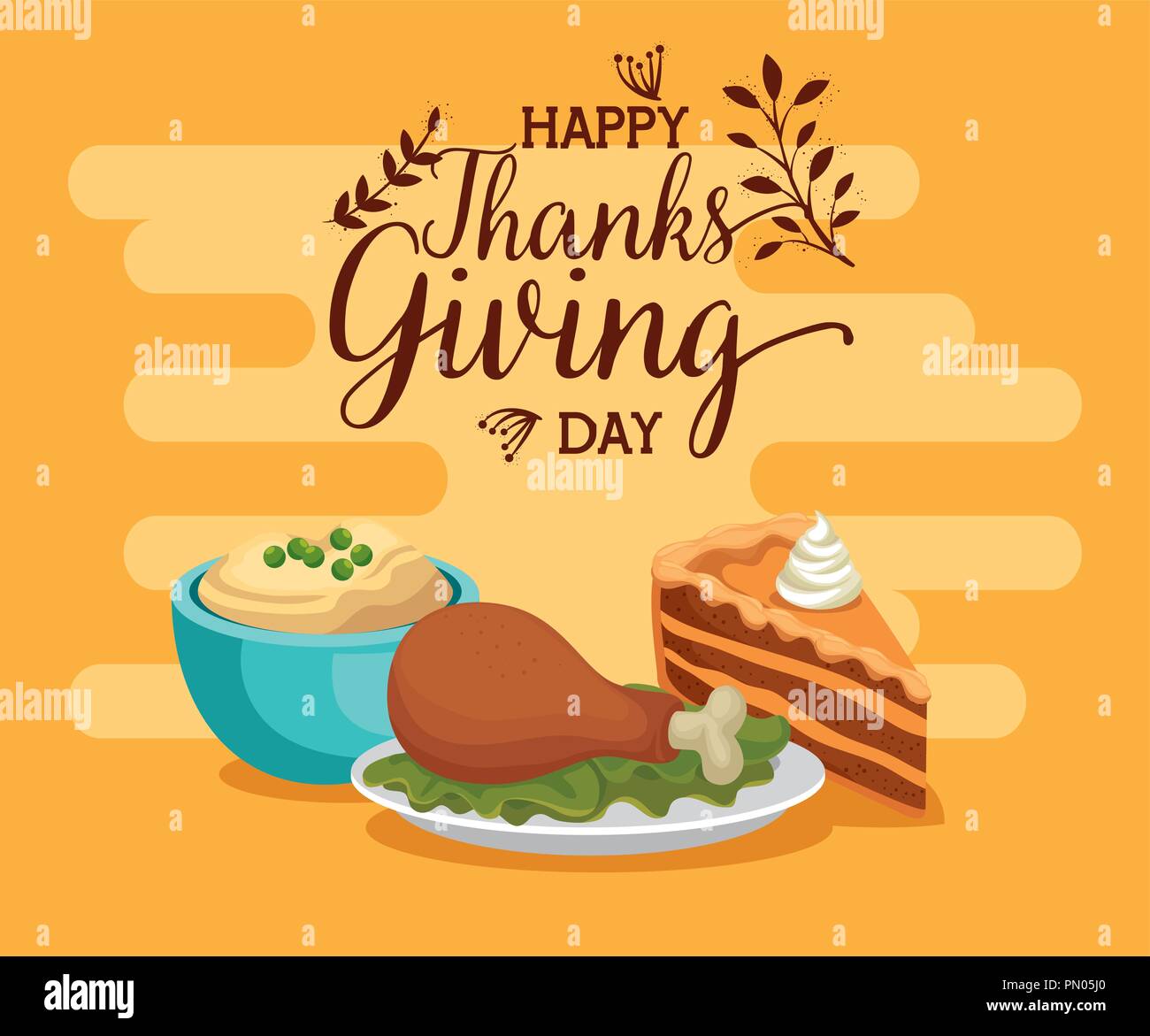 happy thanks giving card with delicious food Stock Vector Image & Art ...