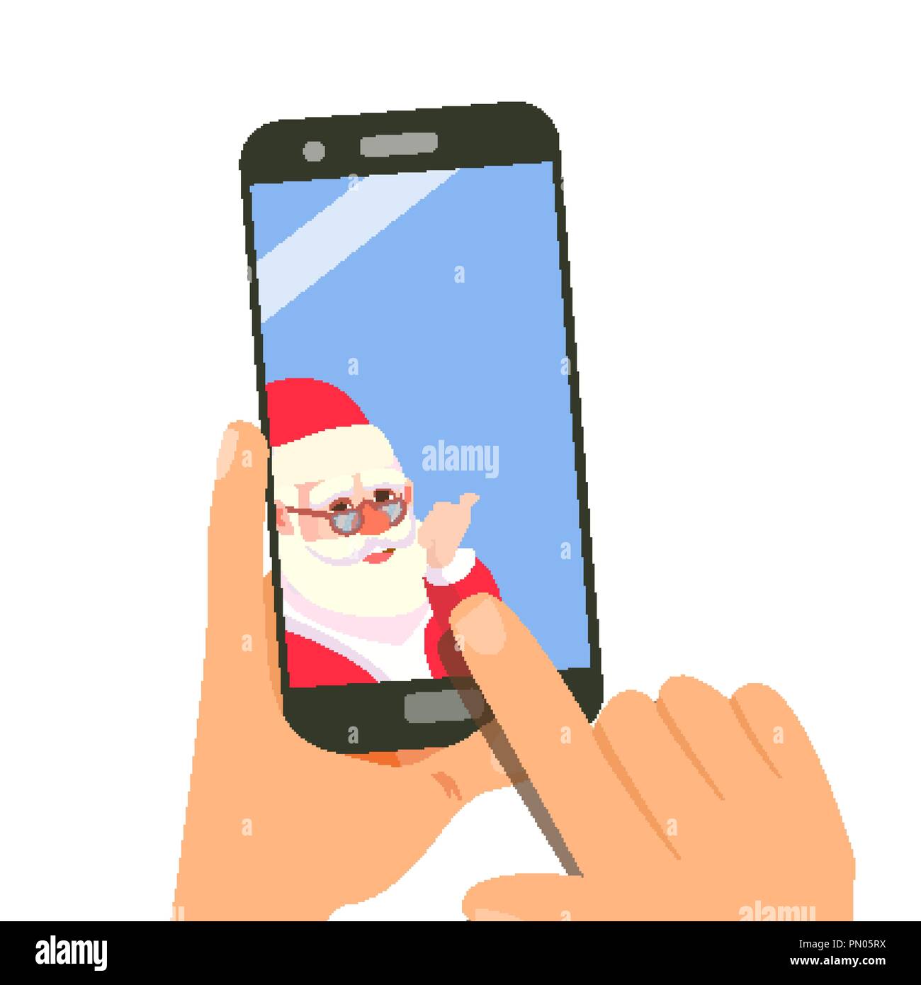 Smart Phone With Santa Vector. Merry Christmas And Happy New Year ...