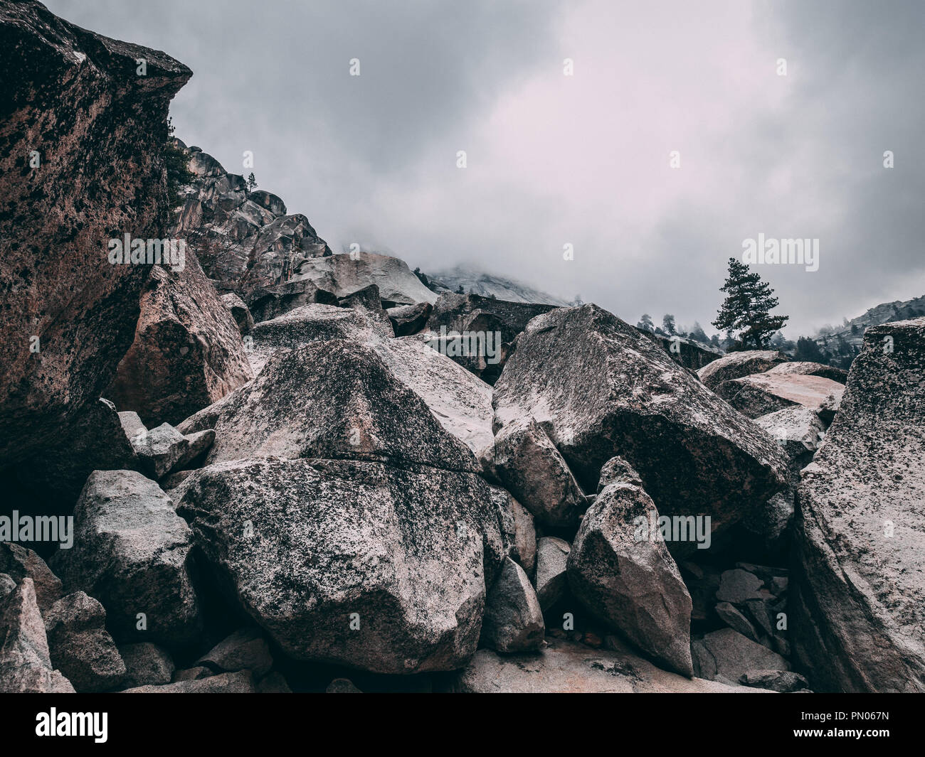 Giant rocks rolled down the mountain Stock Photo - Alamy
