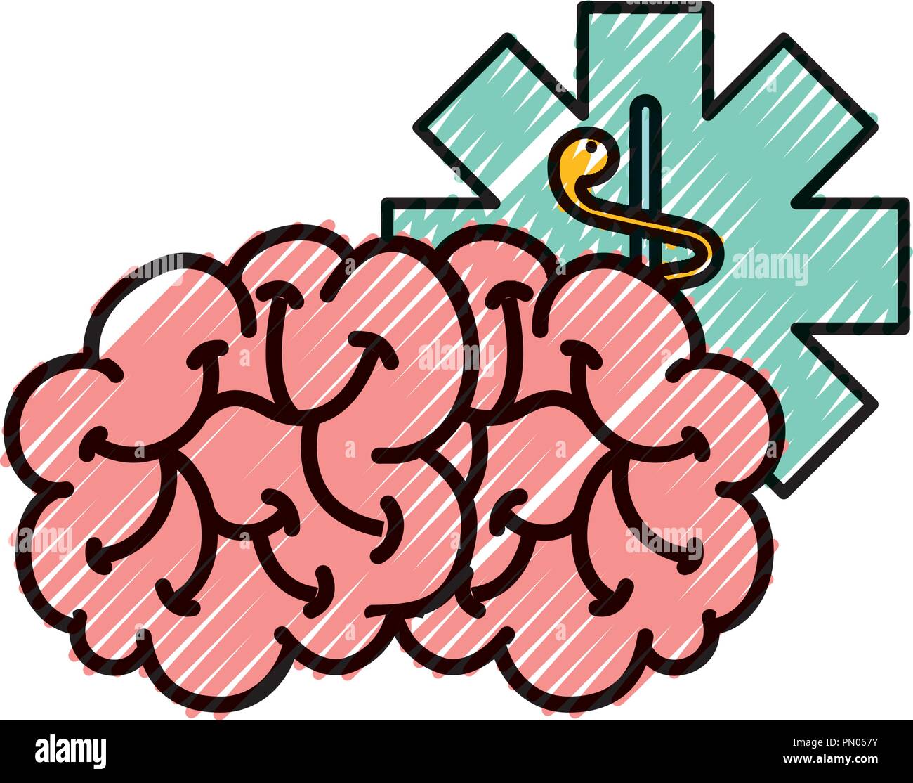 brain mental caduceus healthcare symbol Stock Vector Image & Art - Alamy