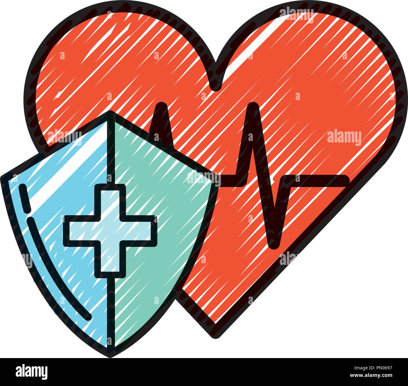 medical shield protection heart rate cardiology Stock Vector Image ...
