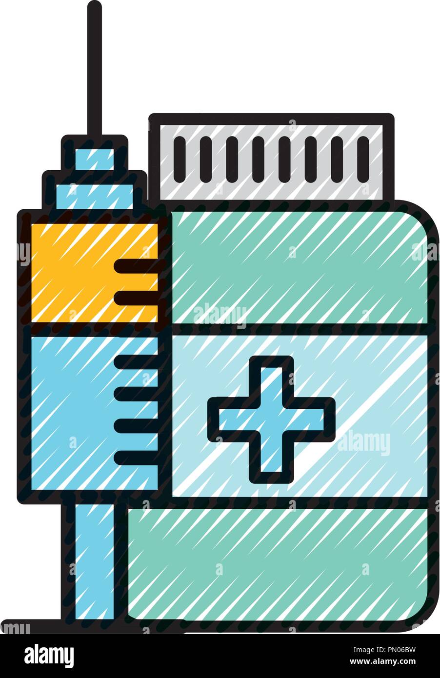 medication bottle pills and syringe Stock Vector Image & Art - Alamy