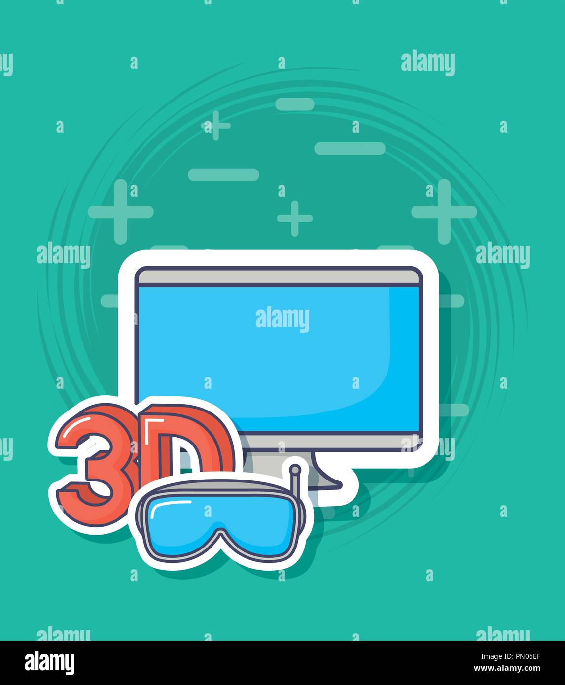 computer screen goggles 3d virtual reality vector illustration Stock ...