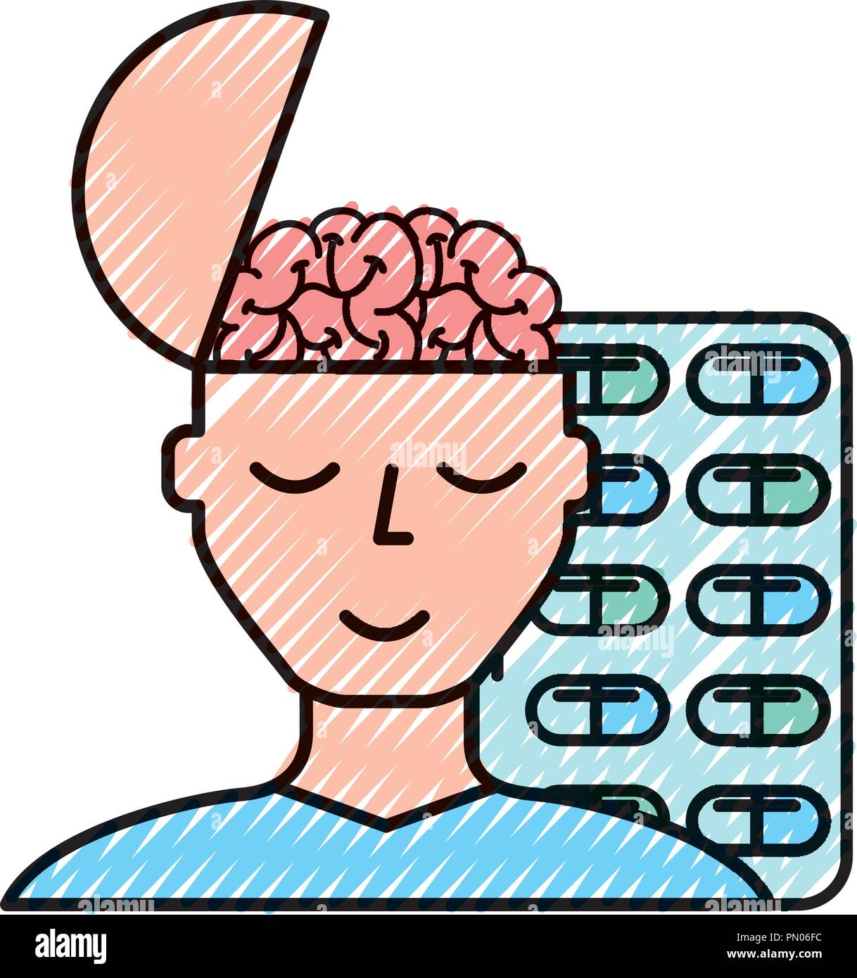 man portrait brain medication mental care Stock Vector Image & Art - Alamy