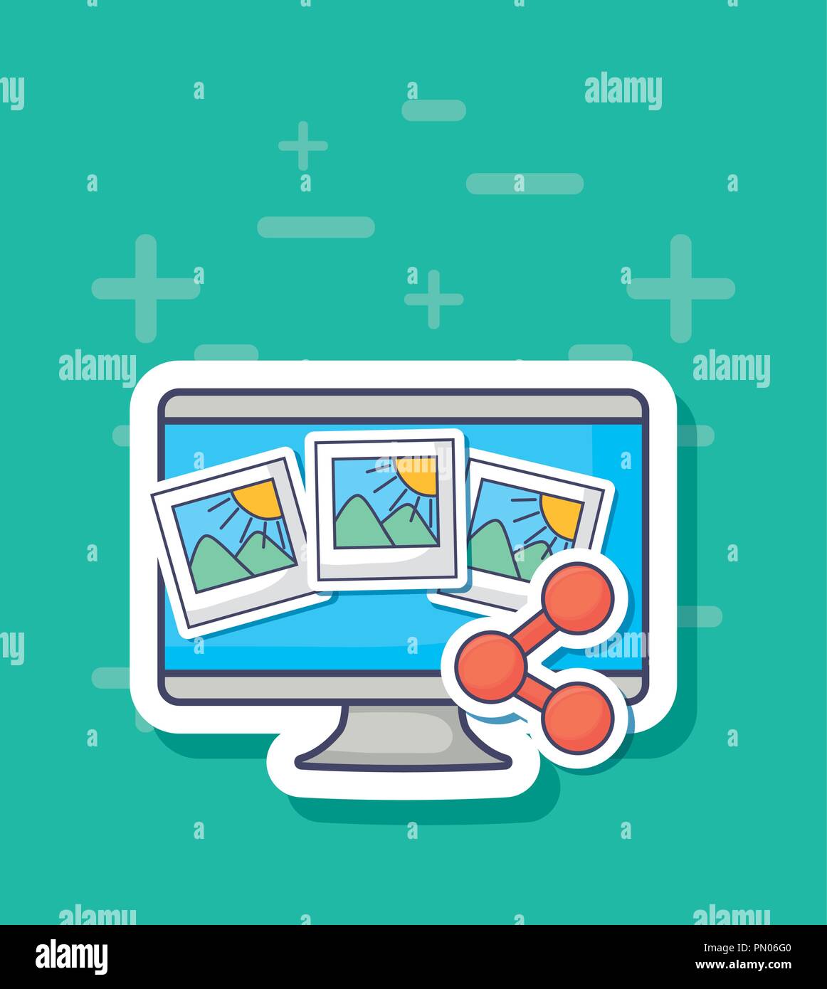 computer screen photos sharing media vector illustration Stock Vector ...