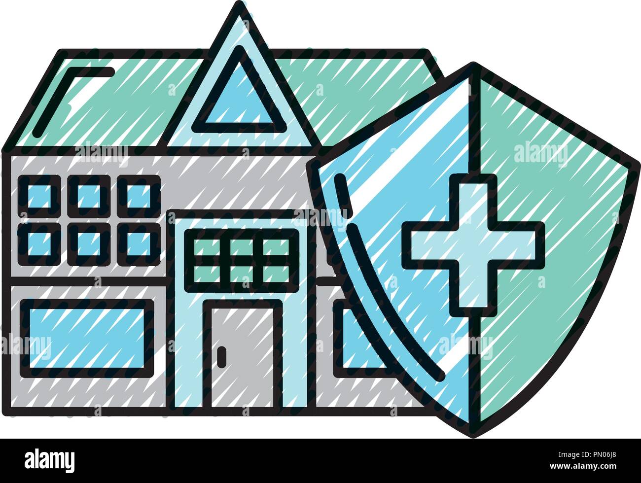 hospital medical building shield protection care Stock Vector Image ...