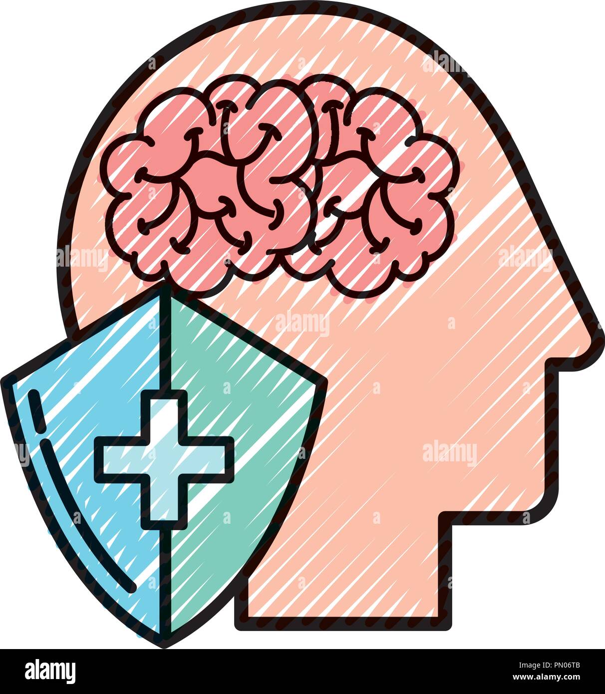 profile human head brain shield protection medical Stock Vector Image ...