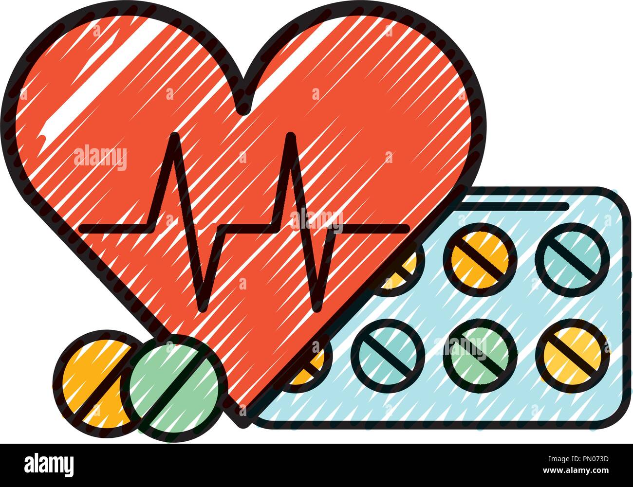medical heartbeat and medication pills Stock Vector Image & Art - Alamy
