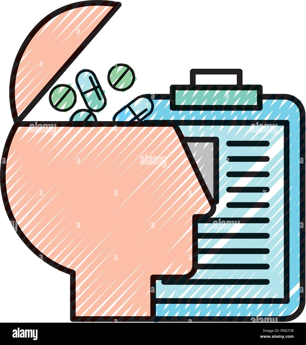 profile human pills medicine clipboard medical report Stock Vector ...