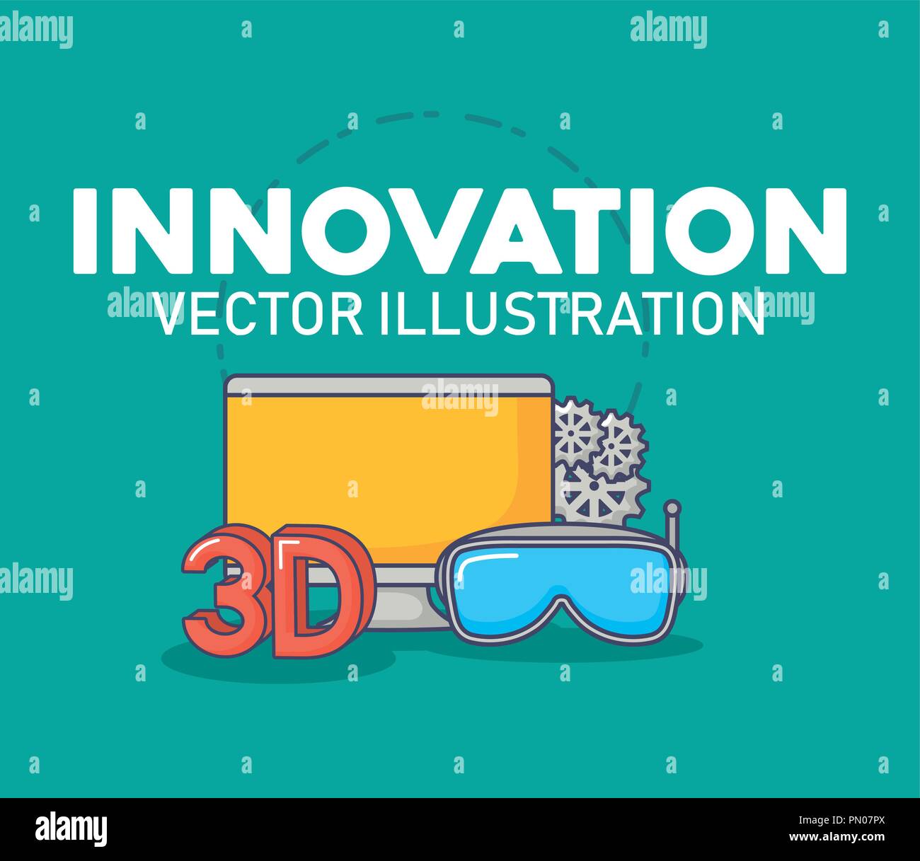 computer 3d goggles digital innovation technology vector illustration ...