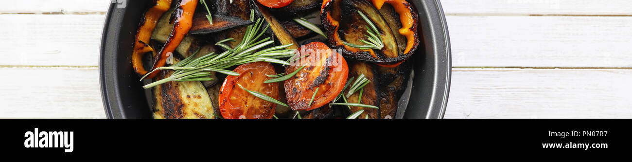 Long horizontal background of vegetables grilled Stock Photo - Alamy