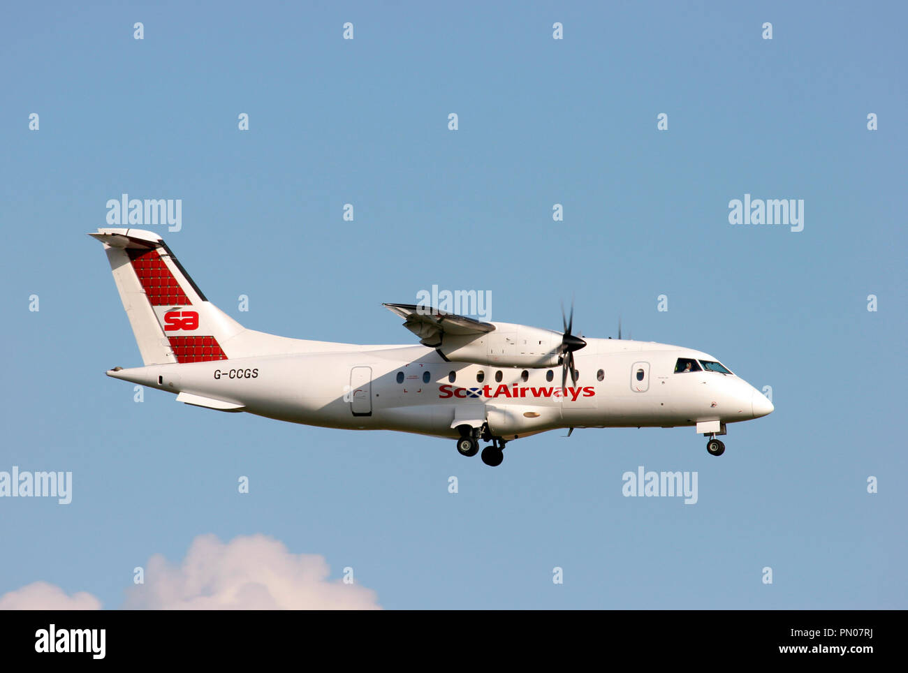 Scot Airways Fairchild Dornier 328-110 aircraft landing at London ...