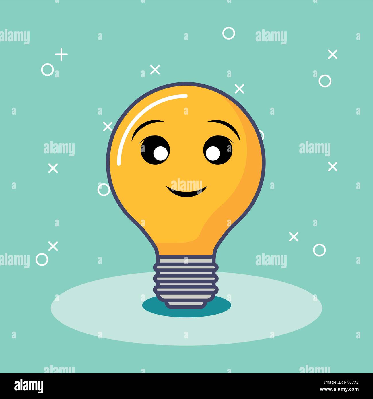 kawaii bulb creativity cartoon innovation technology vector ...