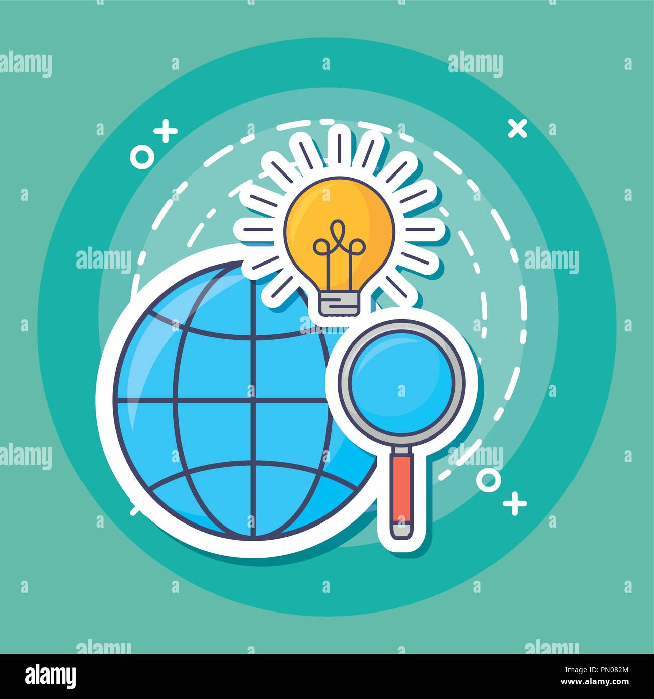 world creativity magnifying glass innovation technology vector ...