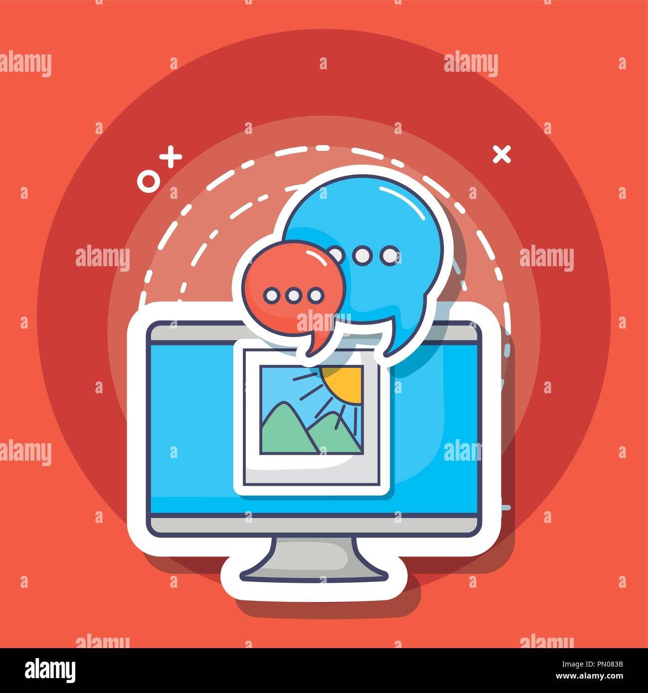 computer speech bubble photo innovation technology vector illustration ...