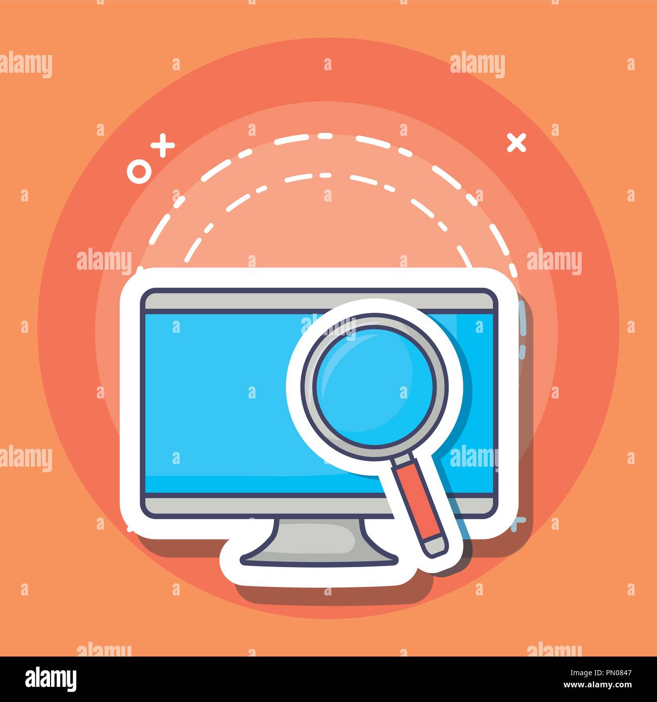 Computer Magnifying Glass Innovation Technology Vector Illustration Stock Vector Image And Art Alamy