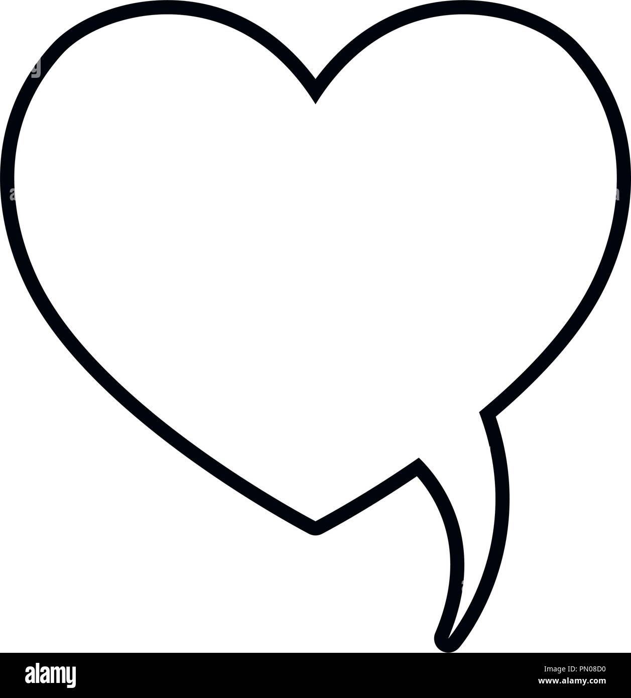 heart love shaped speech bubble vector illustration thin line Stock ...