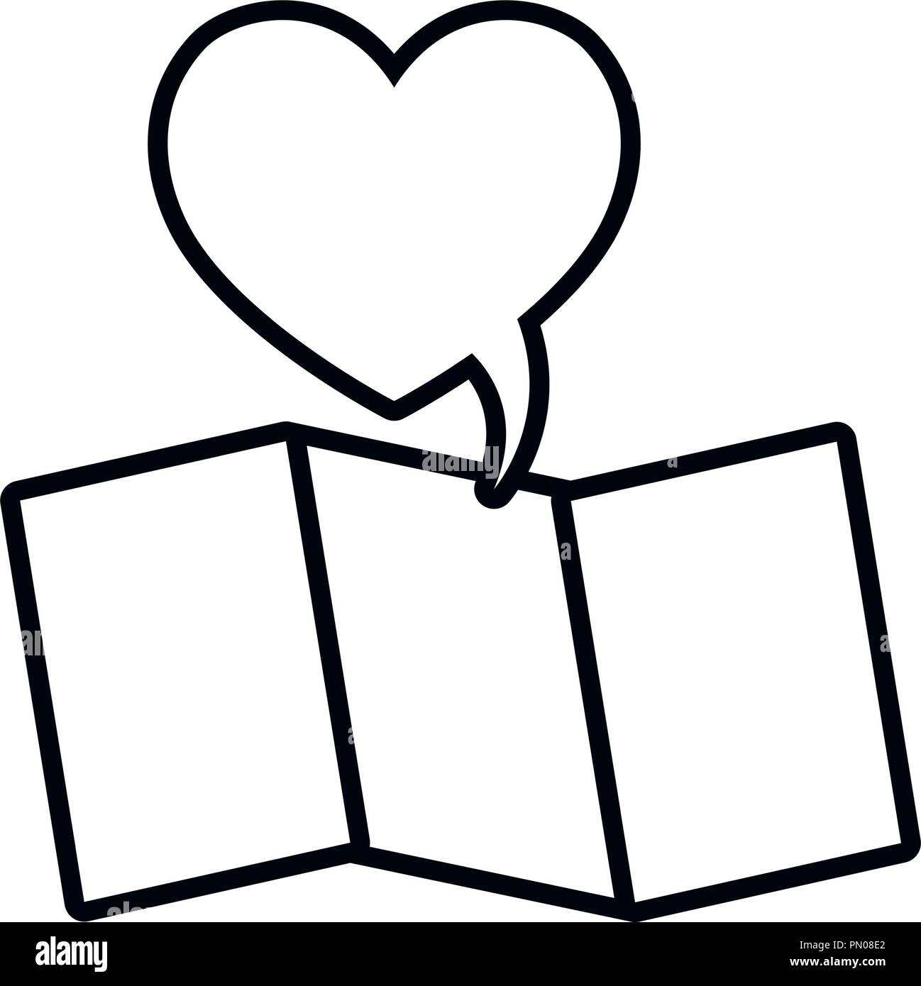 paper folded heart love speech bubble vector illustration thin line ...