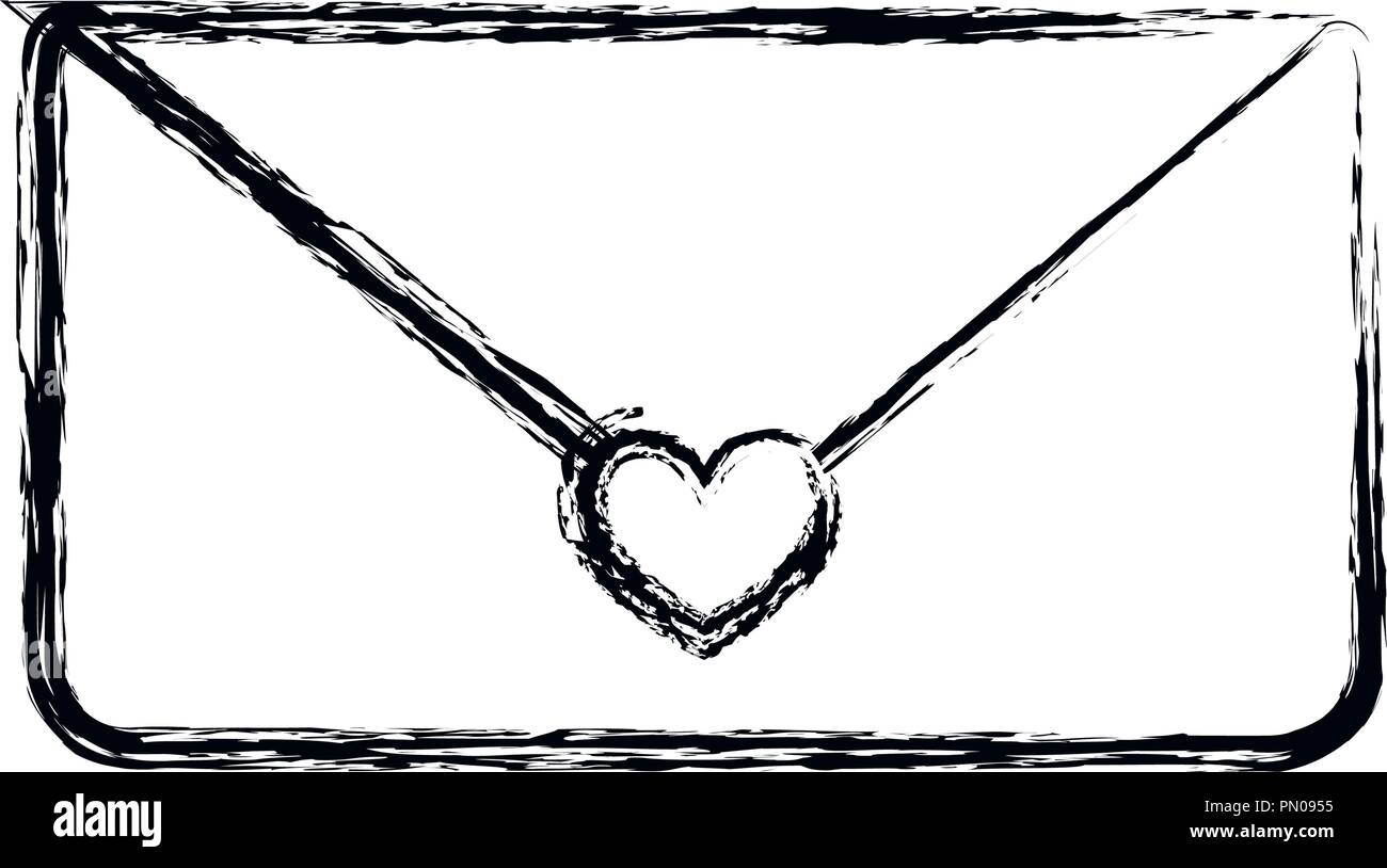 love message mail romantic heart vector illustration hand drawing Stock ...