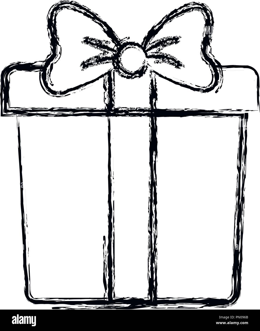 wrapper gift box surprise ribbon bow vector illustration hand drawing ...