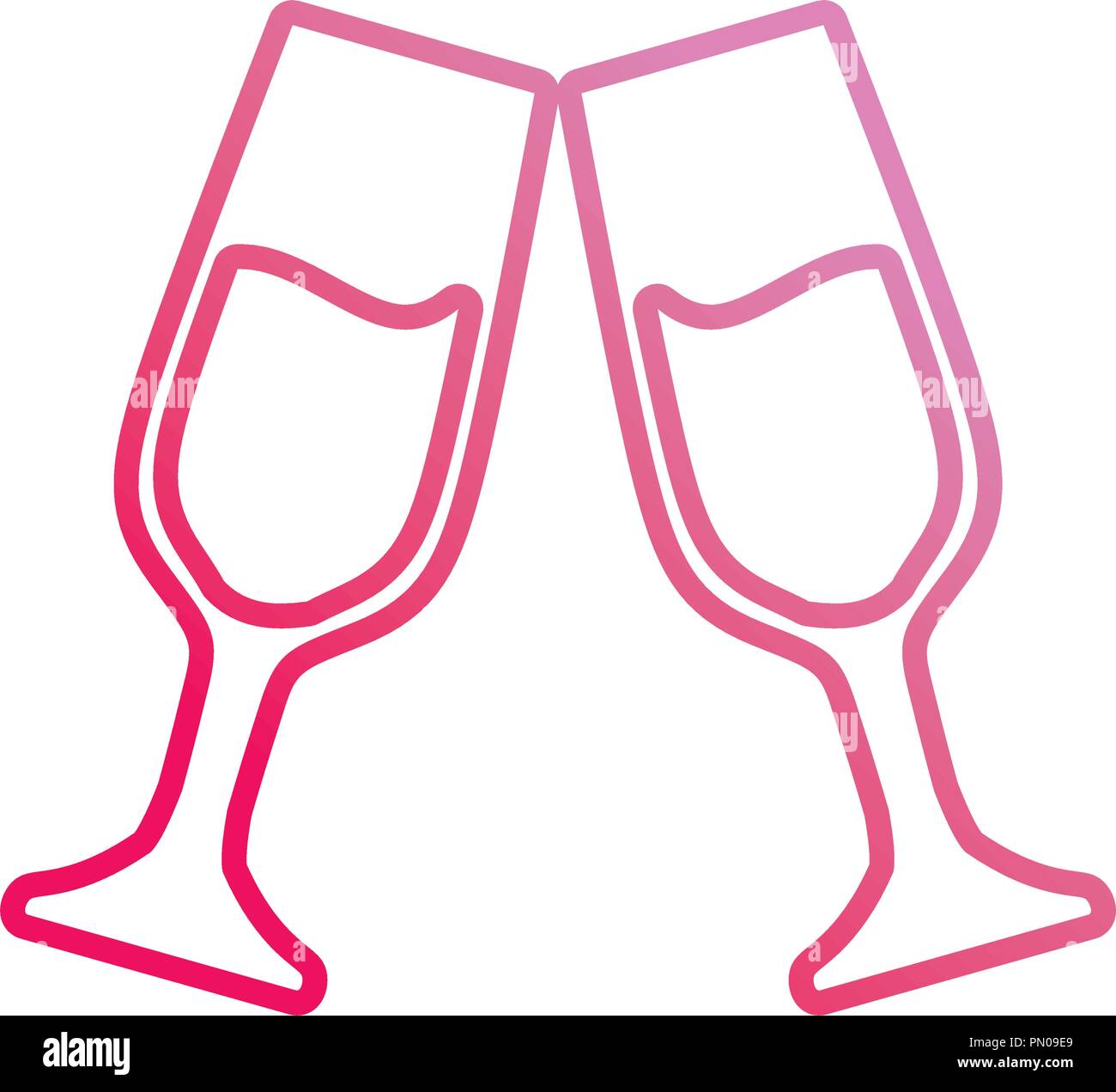 champagne toast cups drink celebration vector illustration neon Stock ...