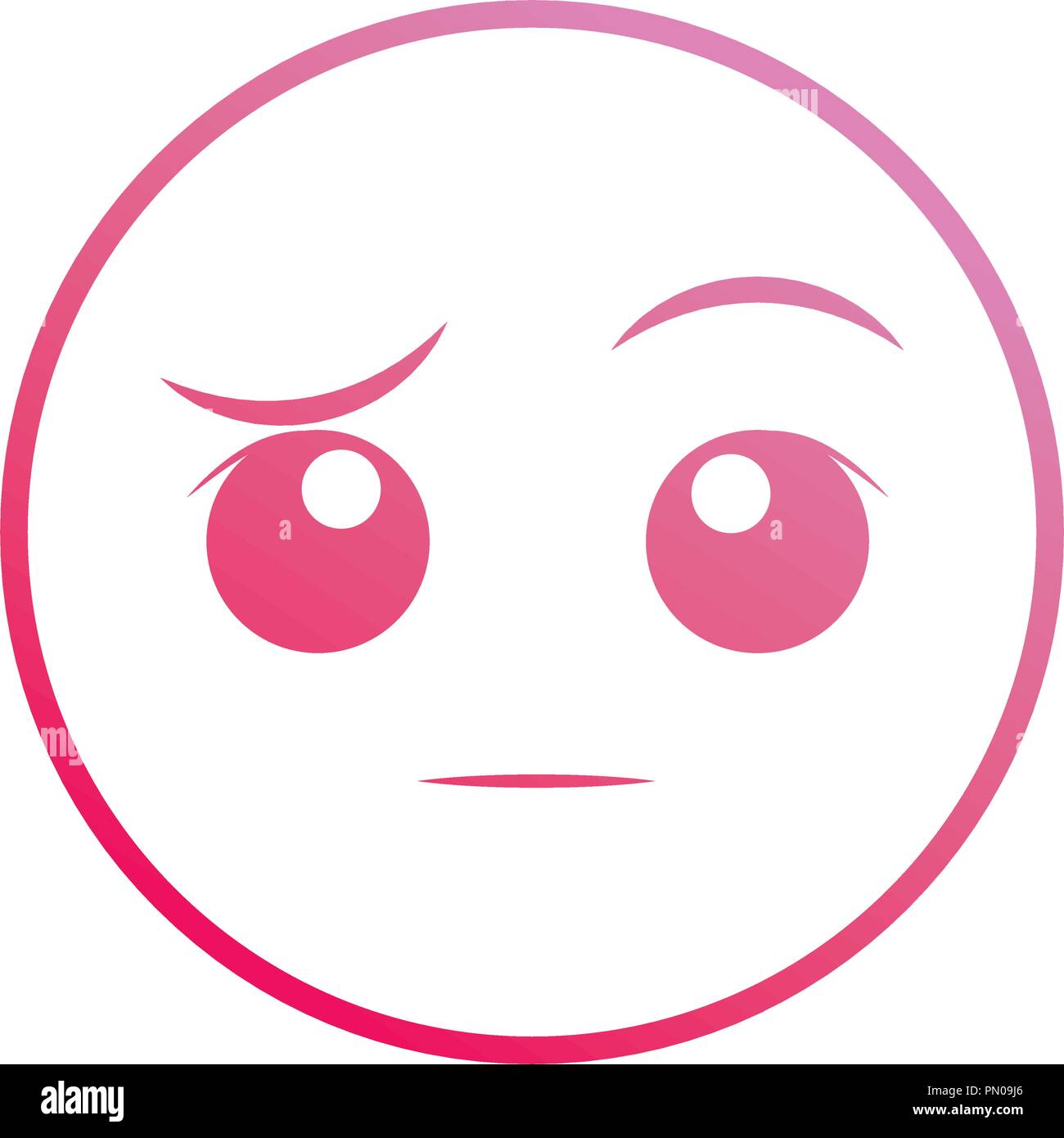thinking smiley emoticon face vector illustration neon Stock Vector ...