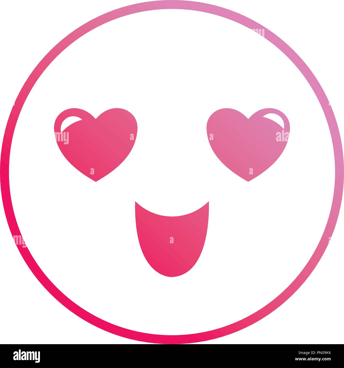 happy smiley emoticon hearts eye love vector illustration neon Stock ...