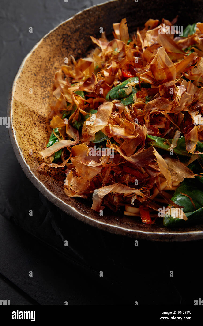 close-up view of plate with delicious traditional japanese dish with ...