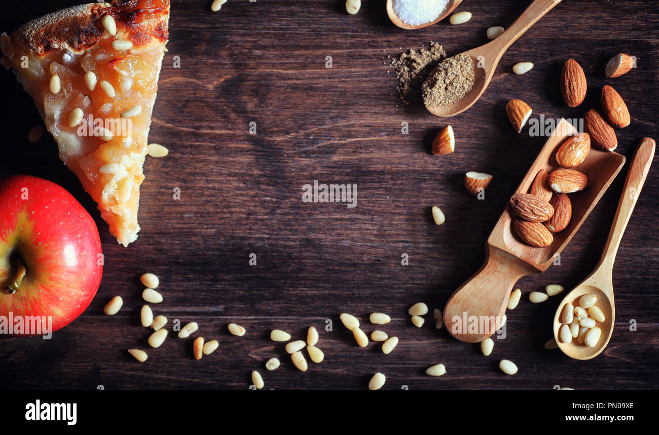 Charlotte with apples and nuts. Preparation of apple baking with Stock ...