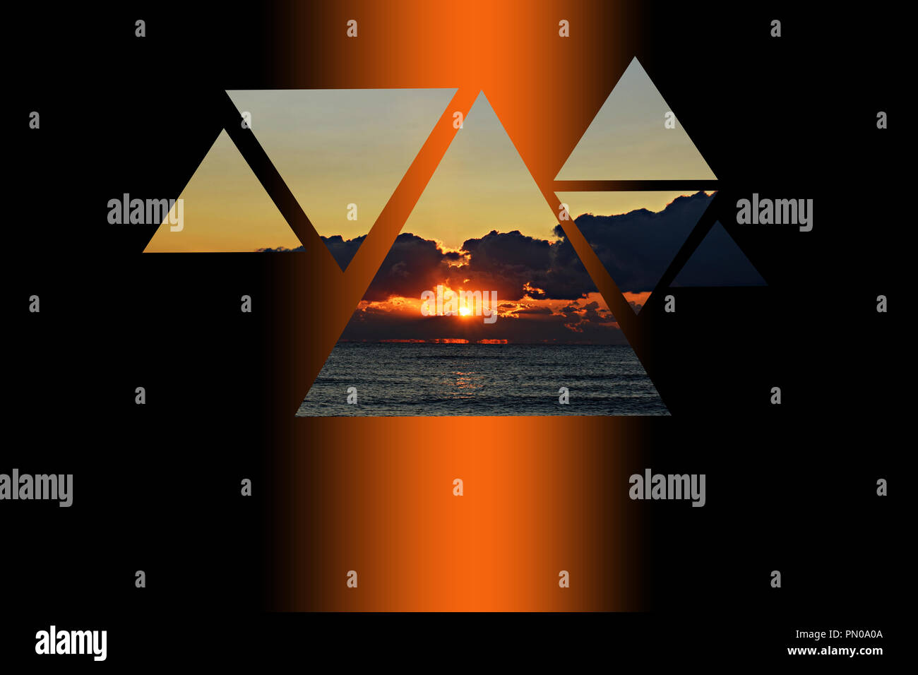 Sunrise at the sea in triangle shapes Stock Photo - Alamy