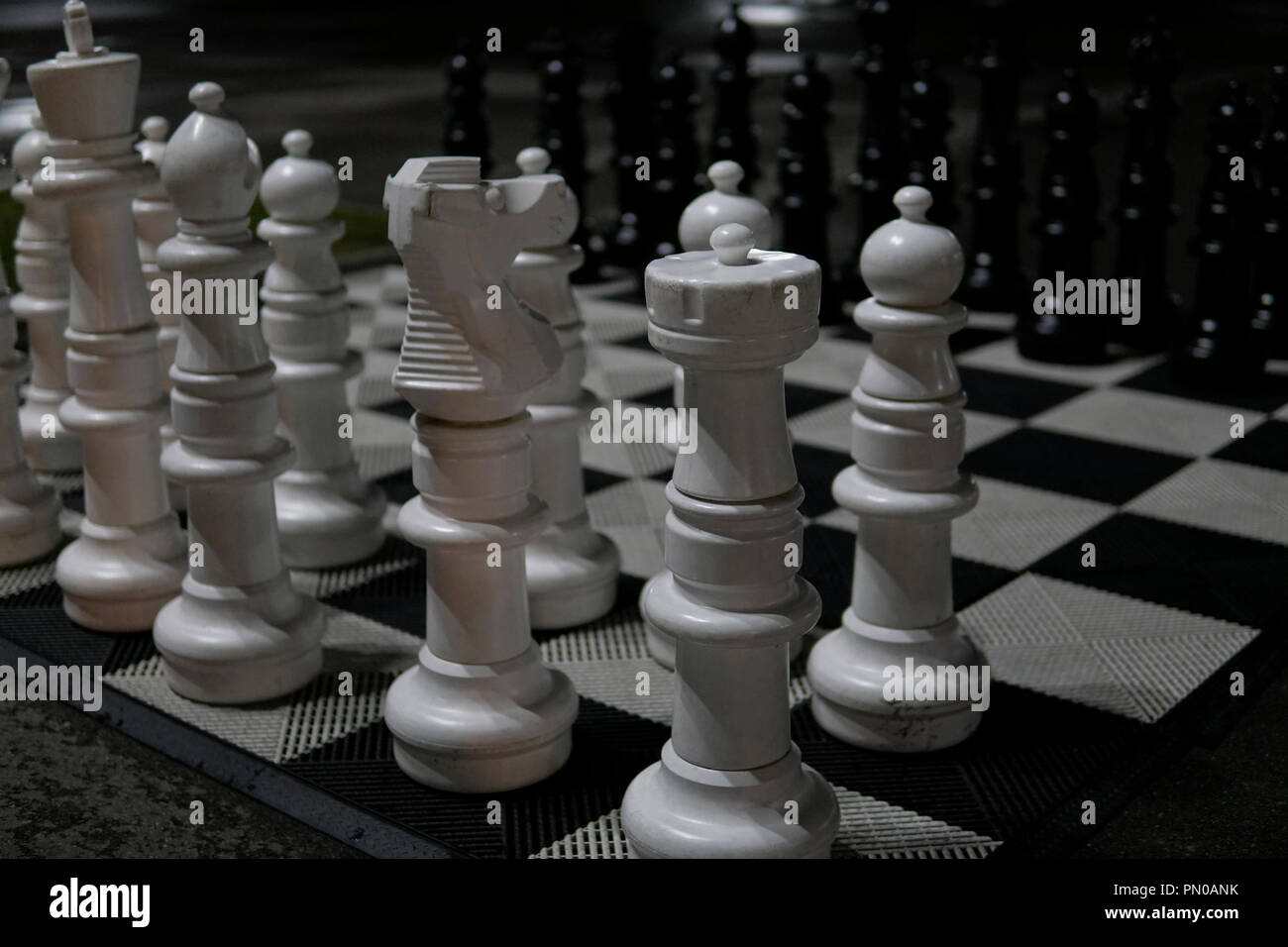 large white and black chess pieces z Stock Photo - Alamy