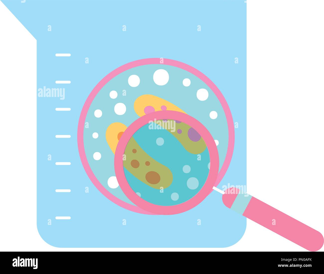 laboratory flask test science bacteria magnifying glass Stock Vector ...