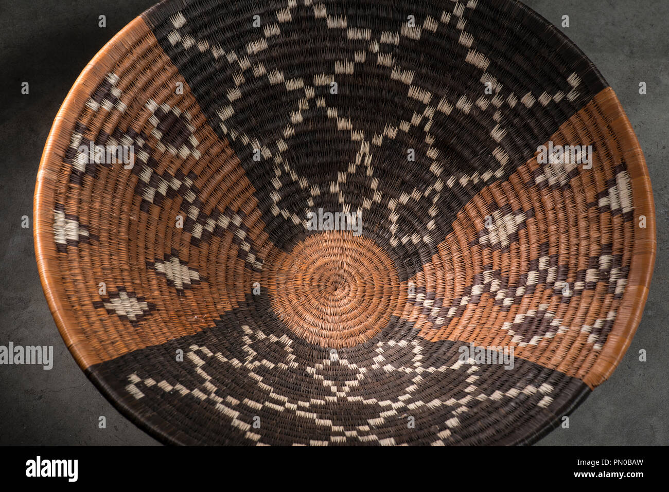 Botswana Basket, traditional pattern woven from palm leaves Stock Photo ...