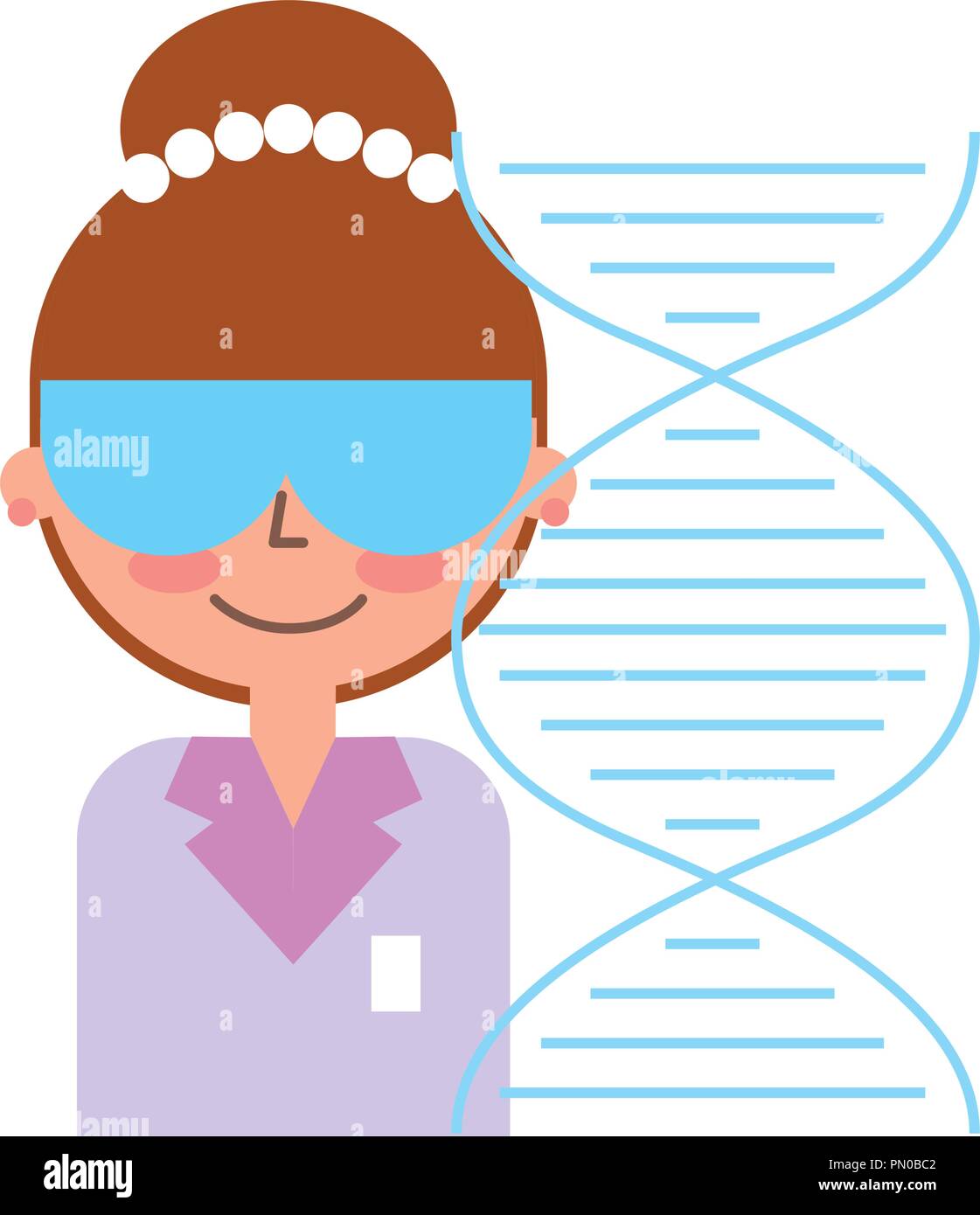 scientific woman with goggles dna molecule chemistry Stock Vector Image ...
