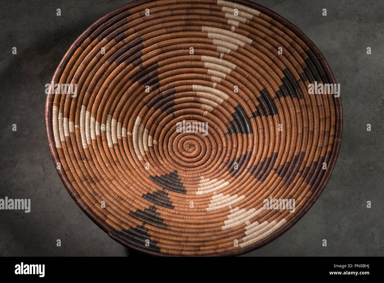 Botswana Basket, traditional pattern woven from palm leaves Stock Photo ...